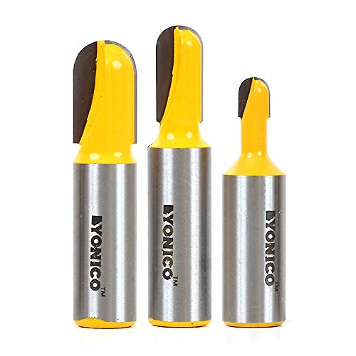 YONICO Round Nose Core Box Router Bit Set 3 Bit 1/2-Inch Shank 14360