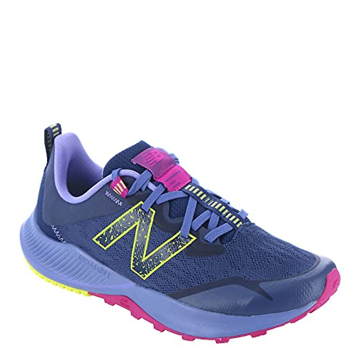 New Balance Women's Dynasoft Nitrel V4 Trail Running Shoe, Blue/Yellow/Pink, 10