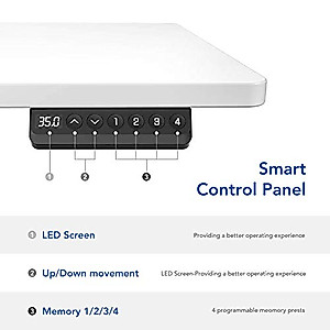 FLEXISPOT EN1 Large Stand Up Desk 55 Inches Whole-Piece Desk Computer Workstation Ergonomic Memory Controller Height Adjustable Standing Desk (White Frame + 55" White Top, 2 Packages)
