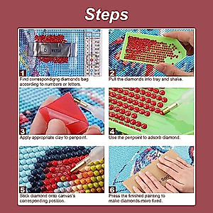 Stalente Diamond Painting Kits for Adults, Cardinal Round Full Drill Diamond Art Kits, 5D DIY Paint with Diamonds Crafts for Home Wall Decoration Gifts 12×16Inch Bird
