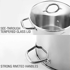 HOMICHEF Stock Pot 6 Quart Nickel Free Stainless Steel - 6 Quart Pot With Lid and Handle - 6Qt Saucepan With Lid - Soup Pot Small Cooking Pot 6 Quart - 6 Qt Pot With Glass Lid - Induction Pot With Lid