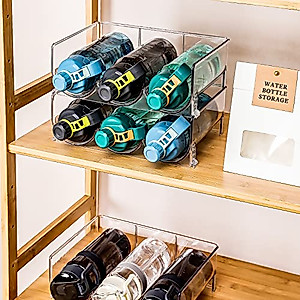 MeCids Water Bottle Organizer 2 Pack Stackable Bottle Holder for Kitchen Storage and Organizer Cabinet Space Saver Wine, Drink, Can Rack