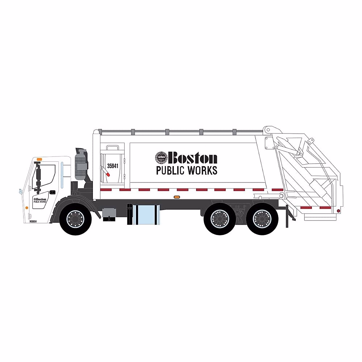 2020 Mack LR Rear Loader Refuse Truck, White - Greenlight 45160C - 1/64 Scale Diecast Car