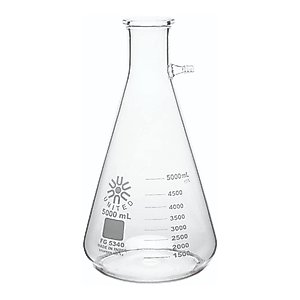 United Scientific™ FG5340-5000 Laboratory Grade Borosilicate Glass Heavy Wall Filtering Flask, Bolt Neck with Tubulation, 5000mL (5L) Capacity