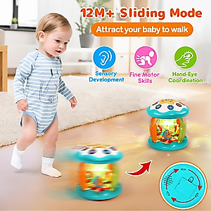 Baby Toys 6 to 12 Months Animal Rotating Light Up Toys for 1 Year Old Boy Musical Toys for Toddlers 1-3 Tummy Time Toys for 3 6 8 9 10 12 18 Months Infant Birthday Xmas Gift for 1 Year Old Boys Girls