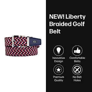 Nexbelt Braided Golf Belt with Ratchet Technology - Cut to Fit Braided Golf Belt for Men - PreciseFit Braided Stretch Golf Belt with 1 3/8" Width Strap - Liberty