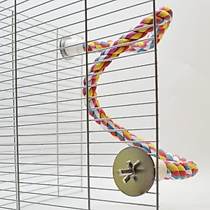 Bird Rope Perches, Colorful Cotton Parrot Toys Comfy Perch for Rope Bungee Bird Toy for Parakeets, Cockatiels, Conures, Lovebirds, Budgie (Large)