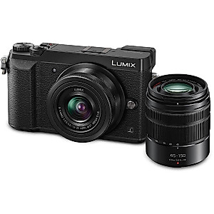 Panasonic Lumix DMC-GX85 Mirrorless Camera Black, with Lumix G Vario 12-32mm f/3.5-5.6 and 45-150mm F4.0-5.6 Lenses - Bundle with Camera Case, 32GB SDHC Card, Tripod, Software Package, and More