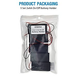 QTEATAK 5Pcs 2X 1.5V AA Battery Holder Case with On/Off Switch and Wire Leads