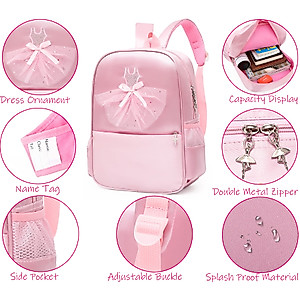 Dorlubel Cute Ballet Dance Backpack Tutu Dress Dance Bag with Key Chain Girls (Pink8 of Dress)