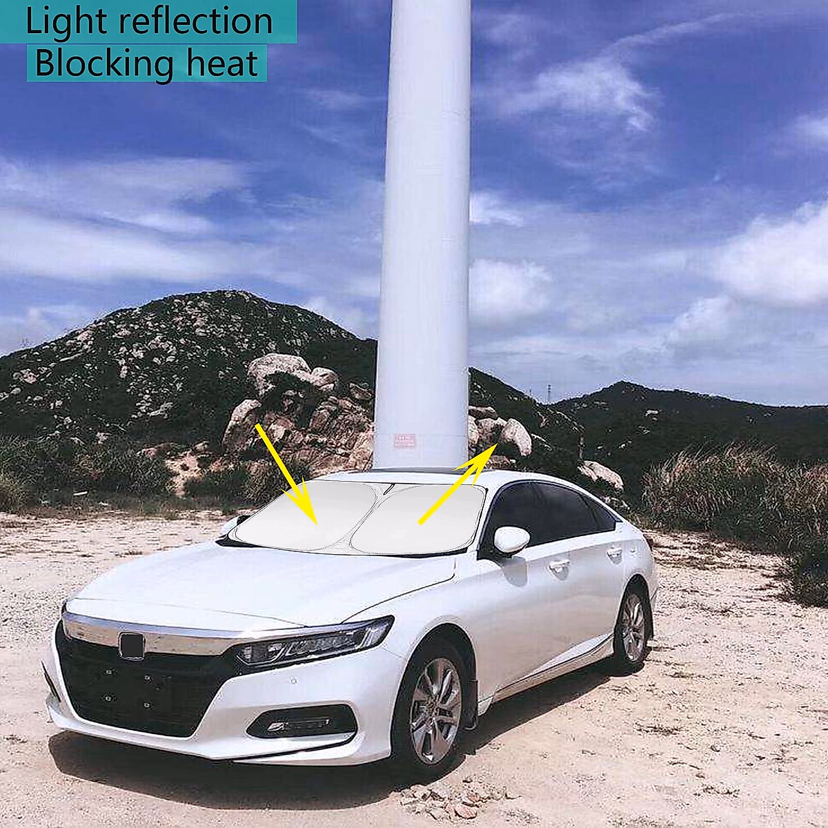 Jupetory Window Sunshade for Honda Accord 2018-2024 Windshield Sun Shade Visor Protector Blocks UV Rays- Foldable Front Sun Shield Protector