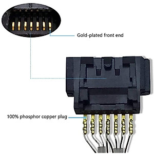 Relper-Lineso 6 Pack 90 Degree Right-Angle SATA III Cable 6.0 Gbps with Locking Latch 18Inch (6X Sata Cable Blue)