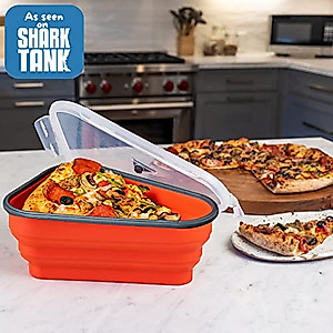 The Perfect Pizza Pack™ - Reusable Pizza Storage Container with 5 Microwavable Serving Trays - BPA-Free Adjustable Pizza Slice Container to Organize & Save Space, Red