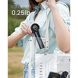 Gaiatop Portable Mini Fan, Handheld Personal Fan with LED Display, 3 Speeds, 2000mAh USB Rechargeable Battery Fan, LED Lighting, Small Desk Fan for Women Men Girls Kids Indoor Outdoor Travel Black