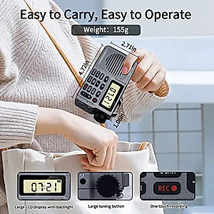 Portable AM/FM Radio, Small Pocket Radio with Bluetooth, Bass Speaker, Support Micro SD Card and Record, Long Battery Life, Alarm and Sleep Function
