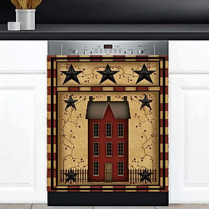 Homega Primitive Barn Star Dishwasher Magnet Cover, Prim Country House Fridge Magnetic Panels,Kitchen Decor Refrigerator Family Decals 23inchWx17inchH Primbarnh 2 1 Magnet 23 W x 17 H inch