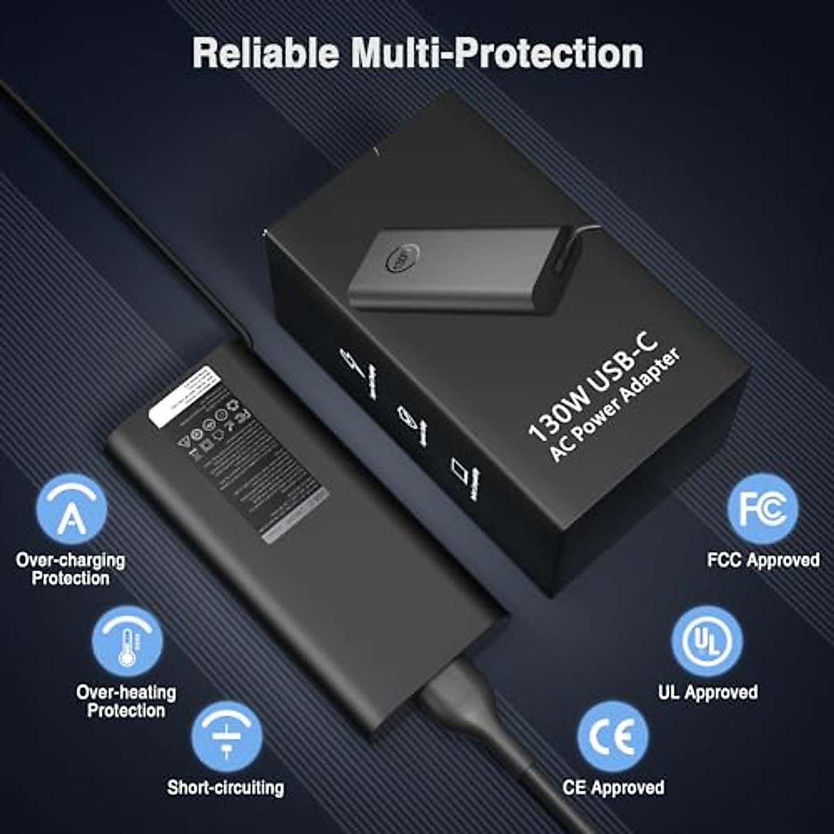 130W USB C Laptop Charger for Dell XPS 15 2-in-1 9575 9500 XPS 17 9700 Precision 5530 2-in-1 5550 5750 3660 3551 Latitude (Grey)