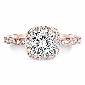 Aihpos 1-1/3 Carat (ctw) Halo Engagement Rings for Women Cushion Cut Moissanite Engagement Rings Anniversary Promise Rings for Her, 925 Sterling Silver 10K 14K 18K Gold (925 Sterling Silver)