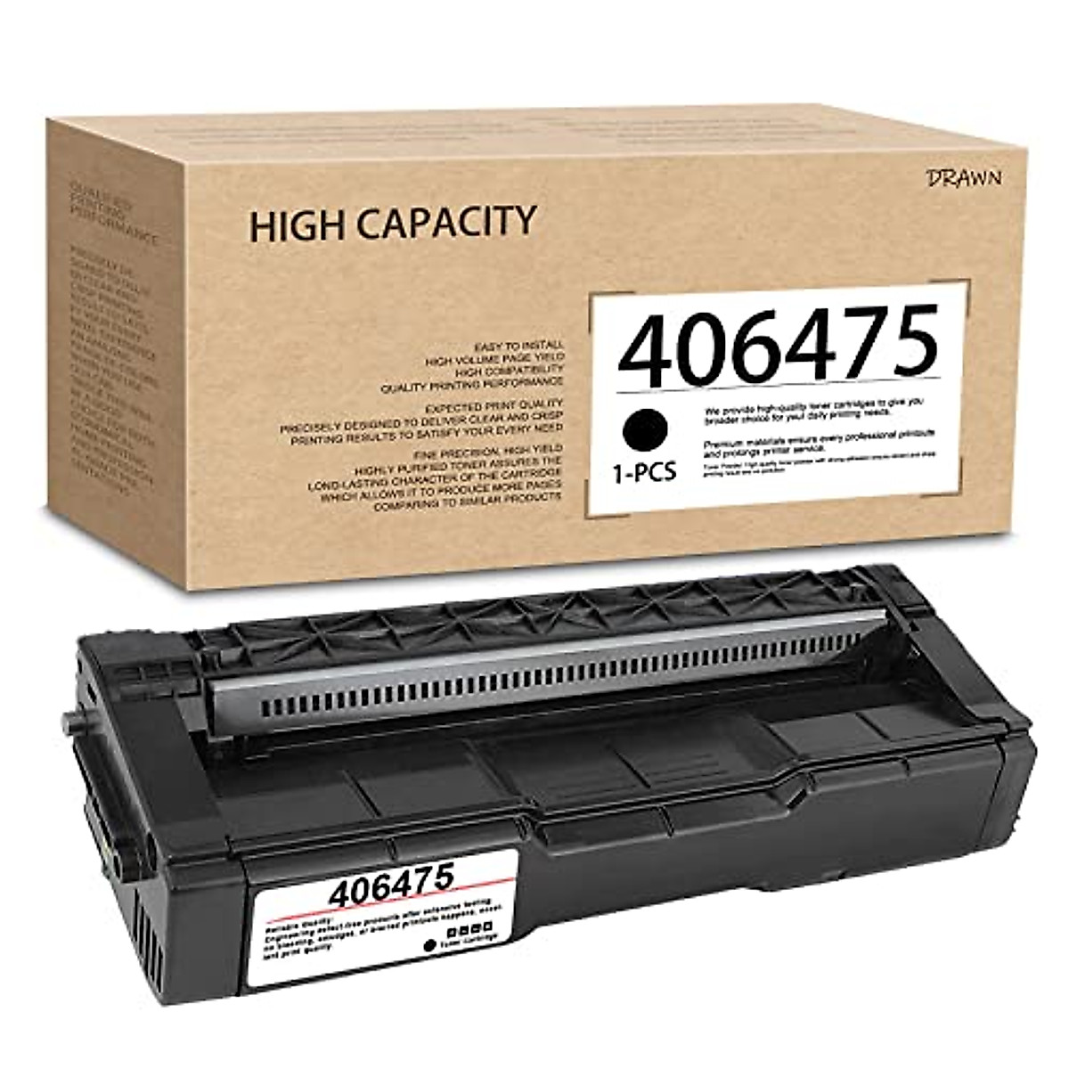 DRAWN C310HA Black High Yield Toner 406475 Compatible C310HA Toner Cartridge Replacement for Ricoh Aficio SP C310 C310A C231SF C232SF C242SF C320DN Printer, C310HA (Up to 7,500 Pages )