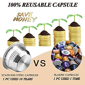 CAPMESSO Coffee Capsule, Reusable Vertuoline Pod Refillable Vertuo Capsules Stainless Steel Compatible with Vertuoline Machine GCA1 and Delonghi ENV135S (8OZ-Coffee Cup)