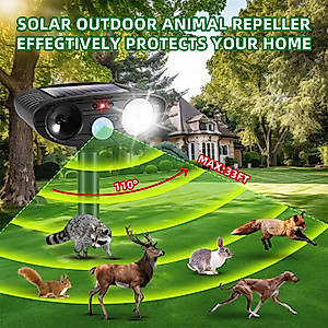 Ultrasonic Animal Repellent Outdoor Solar Animal Repeller with Motion Sensor&LED Strobe Light Cat Deterrent Outdoor Deer Repellent Device to Scare Squirrel Raccoon Dog Skunk Repellent for Yard (4)