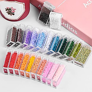 LEMESO 64 Grids Diamond Painting Bead Storage Individual Bead Containers with Label Sticker for Jewelry, Rhinestones, Seed, DIY Craft Supplies