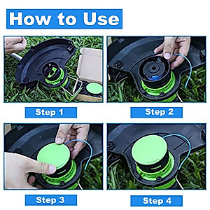 JOYCOLY Weed Eater String Replacement Spool Compatible with Greenworks 21332 21342 24V 40V 80V Cordless String Trimmer, 0.065 Inch Single Line Auto-Feed Spool, Model 29252 (6 Spool, 1 Cap) Blue