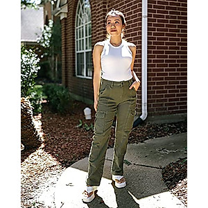 GRAPENT Women Pants Trendy Pants Womens Summer Clothes True Classic Chino Pants Women Trousers Camo Cargo Pants Color Army Green Size 6