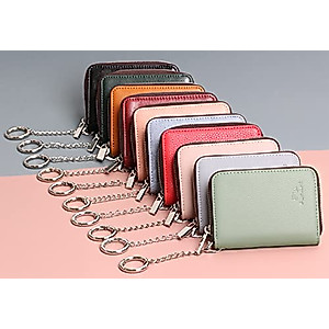 FurArt Credit Card Wallet, Zipper Card Cases Holder for Men Women, RFID Blocking, KeyChain Wallet, Compact Size