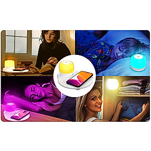 BEYONDOP Night Light, Touch Bedside Table Lamp for Bedrooms, Rechargeable Dimmable Small LED Lamp with RGB Lights, Smart Nightstand Lamp for Living Room Home Gifts