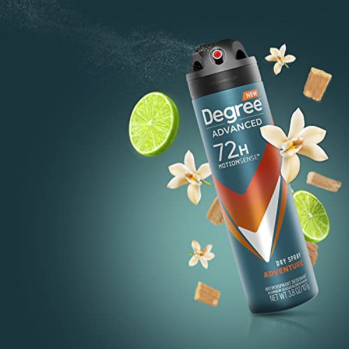 Degree Men Advanced Antiperspirant Deodorant Dry Spray Adventure 72-Hour Sweat and Odor Protection Deodorant For Men With MotionSense Technology, 3.8 Ounce (Pack of 3)