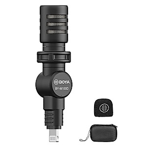 BOYA BY-M100D iPhone Microphone Mini Plug&Play Phone Microphone for iPhone 14/14 Pro/13/iPad/IOS with Lightning Port for YouTube/Vlog/Interview