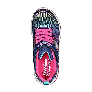 Skechers Kids Wavy Beams Sneaker, Navy/Multi, 2 US Unisex Little Kid