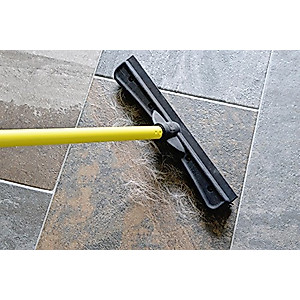 FURemover Pet Hair Remover Carpet Rake - Rubber Broom for Pet Hair Removal Tool with Squeegee & Telescoping Handle Extends from 3-5' Black & Yellow