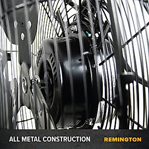 Remington 20" Industrial High Velocity Floor Fan with 3 Speed Settings and Pivoting Head. Use for Shop, Garage or Warehouse. All Metal Construction (20REM-F)