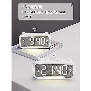 Alarm Clock with Bluetooth Speaker, FM Radio,Bedside Alarm Clock with 2 USB Chargers,Adjustable Dimmer and Volume,12/24H,Snooze,Battery Backup,Plugged in Clock Radio for Adult Kid Heavy Sleeper