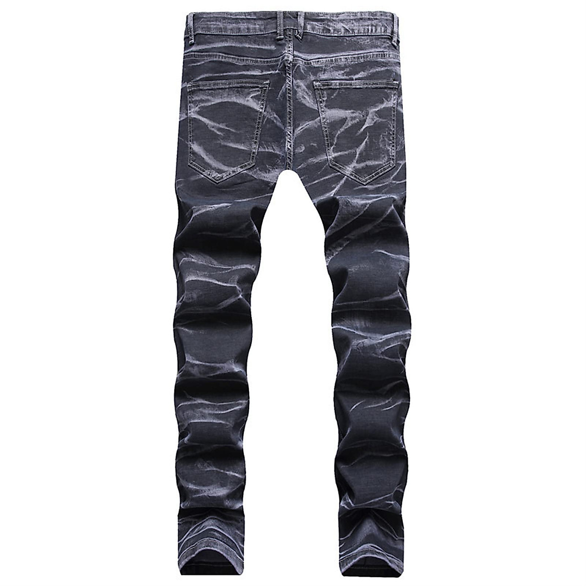 Men's Stylish Tied Dyed Jeans Ripped Stretch Printed Slim Fit Denim Pants Casual Straight Washed Distressed Jean (Purple,36)