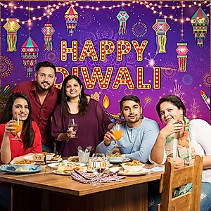 Happy Diwali Backdrop Banner Decorations 73 * 43 Inch Happy Diwali Banner Rangoli Lantern Photography Deepavali Photography Background for Outdoor Home Indian Festival of Lights Party Supplies