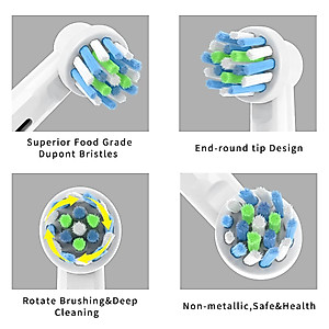 YMPBO Replacement Heads for Oral B Braun Toothbrush EB50 Cross Action [Safe Non-Metallic], 8 PCS Heads and Universal Stand Holder, Extra Soft Bristles for Gum Care and Plaque Removal