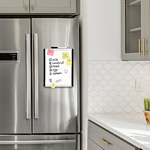 Amazon Basics Small Dry Erase Whiteboard, Magnetic White Board with Marker and Magnets - 8.5" x 11", Plastic/Aluminum Frame