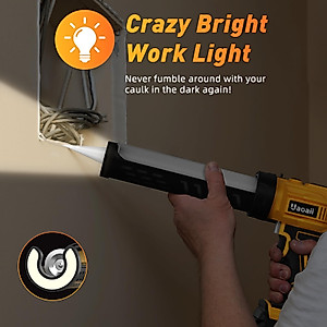 Cordless Caulking Gun w/ 2 Batteries, Uaoaii Electric Caulking Gun Battery Operated w/ 4 Adjustable Speeds, LED Light, Drip-Free Adhesive 10OZ/300ML Caulk Gun for Filling, Sealing
