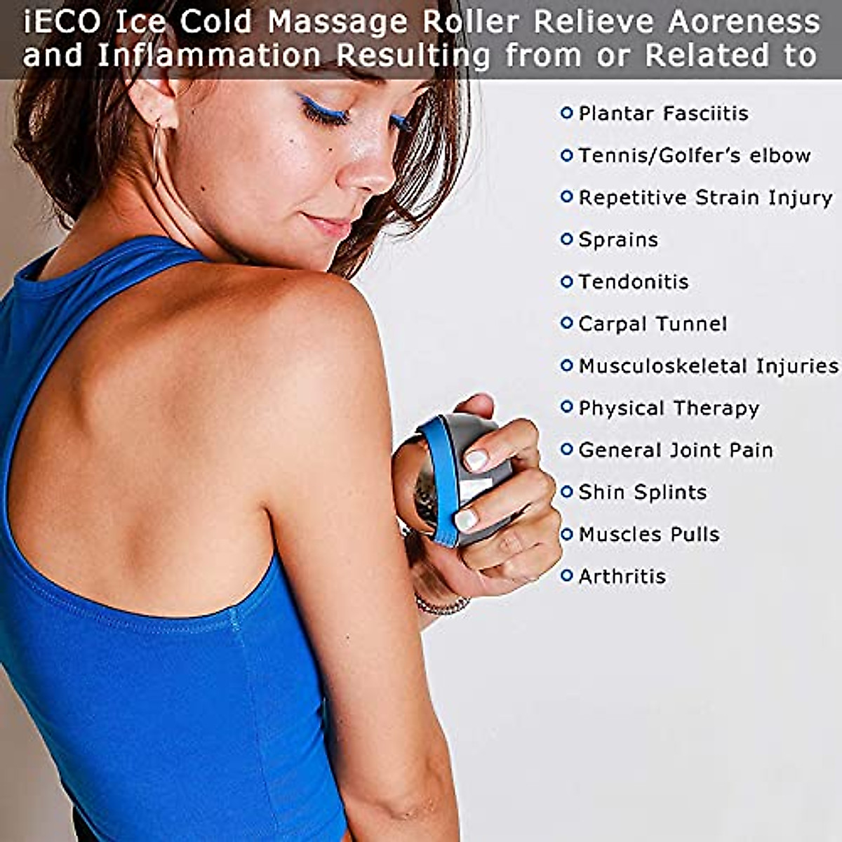 iECO Cryosphere Cold Massage Roller Ball - Massage Ball for Cold & Heat Relief, Myofascial Release, Trigger Point Therapy, Muscle Knots - Deep Tissue Ice Massager