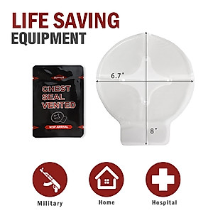 Rehcull Chest Seal, Vented Chest Seals with 4-Vent Channels for Open Chest Injury, Vent IFAK Trauma Kit Dressing Medical Supplies for First Aid Kit, 2 Count