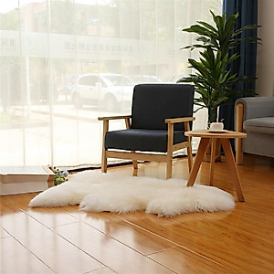 Altlue Real Genuine Sheepskin Rug Natural Fur Rug Sheep Skin Rug Full Sheepskin Rugs Authentic Sheepskin Throw Sheepskin Seat Covers for Chairs Sheepskin Seat Pad Cushion White (2.3X3.28 ft)