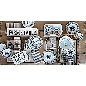 Park Hill Collection EAW90026 Farmhouse Enamelware Rectangle Tray with Handle, 15-inch Length