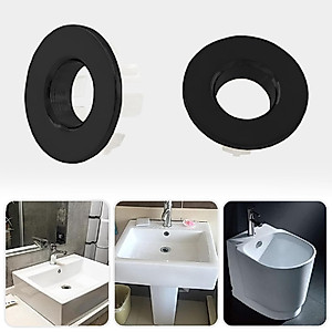 GVRGO Sink Overflow Ring, Brass Round Hole Bathroom Accessary, Kitchen Bathroom Sink Basin Trim Overflow Cover Rings Hole Insert - Black 6pcs