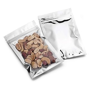 Mylar Bags with Ziplock 3.3 x 5.5” | 100 Bags | Sealable Heat Seal Bags for Candy and Food Packaging, Medications and Vitamins | Plastic and Aluminum Foil Packets for Liquid and Solids