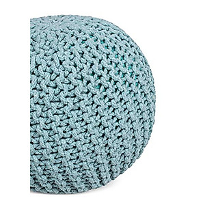 BIRDROCK HOME Round Floor Pouf Ottoman | Cotton Braided Foot Stool | Bedroom and Living Room Home Furniture | Sage Green