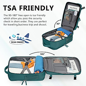 Snoffic Travel Backpack Men Women, Carry-ons Backpack Personal Item Size, Waterproof College Backpack, Business Work Hiking Casual Daypack Bag, Fits 17.3" Laptop, Peacock Blue