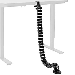 VIVO Clamp-On Vertebrae Cable Management Kit, Height Adjustable Desk Quad Entry Wire Organizer, Black, DESK-AC01P-B